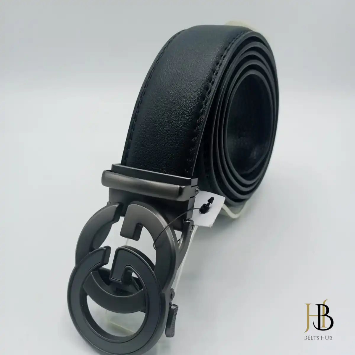 Round Buckle Double G Black Leather Belt 2024 - Belts hub